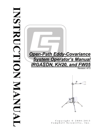 Campbell Open Path Eddy Covariance (OPEC) Operator`s manual | Manualzz