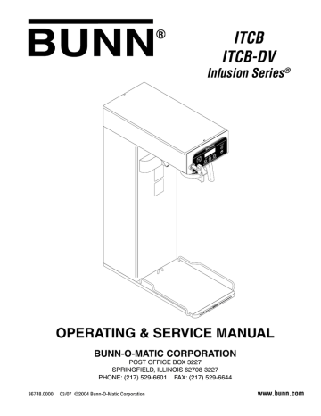 Bunn ITCB-DV Coffeemaker Service manual | Manualzz