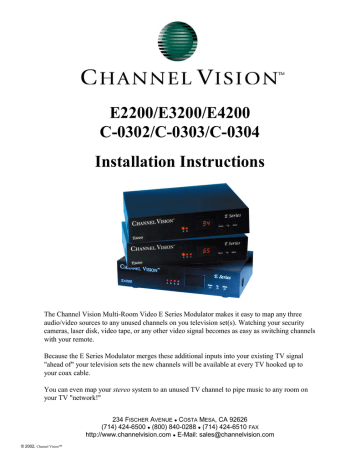 Channel Vision E2200 Installation instructions | Manualzz