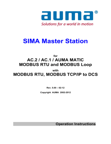 Master Station SIMA Operation Instructions | Manualzz
