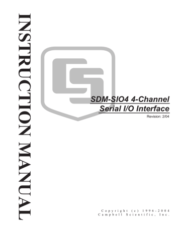 Campbell SDM-SIO4 4-Channel Serial I/O Interface Instruction manual ...