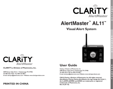 Clarity ALERTMASTER AL10, AlertMaster AL11, AL11 Manuel utilisateur ...