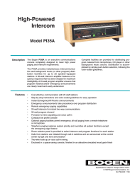 Bogen P - Installation and Operation Manual, Installation and Use ...