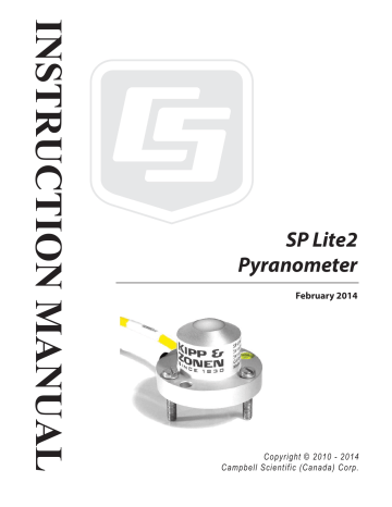 Pyranometer SP Lite2 SP Lite2 Instruction Manual | Manualzz