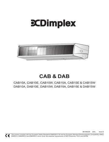 Dimplex air curtain CAB 10A, CAB 10E, CAB 10W, CAB 15A, CAB 15E, CAB ...