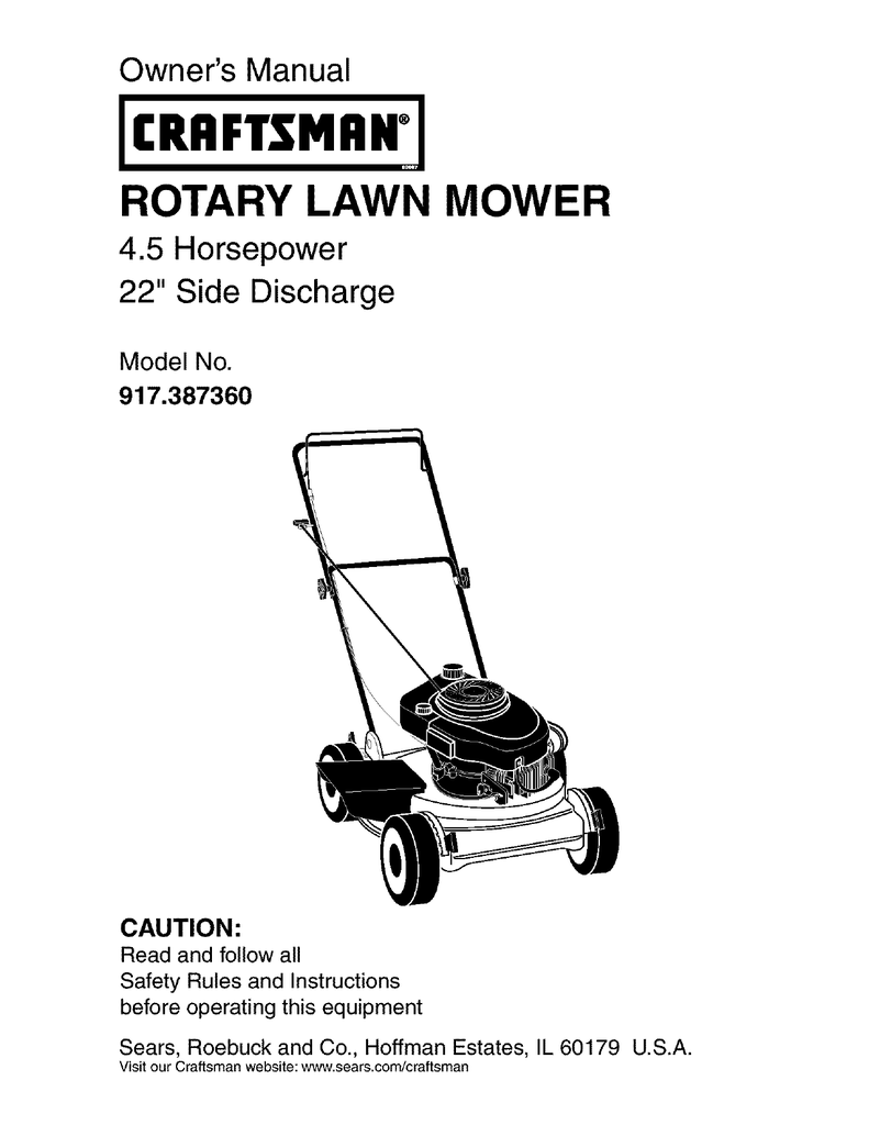 Craftsman 22 Self Propelled Mower Manual