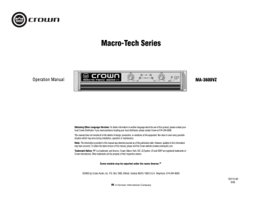 Crown PIP - LITE Specifications | Manualzz