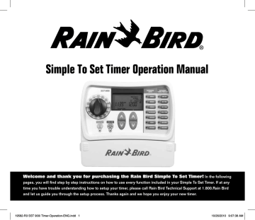 Rain Bird Simple To Set Timer SST 900i Operation Manual | Manualzz