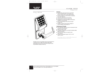 Alarm Lock Trilogy DL3000 Series Specification | Manualzz
