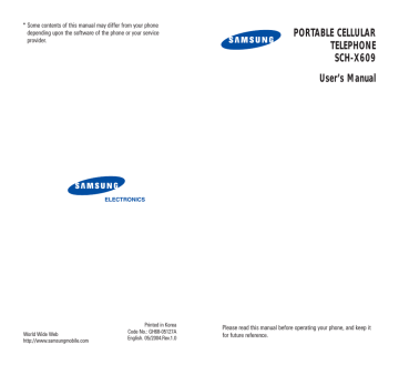 Samsung SCH X609 User Manual | Manualzz