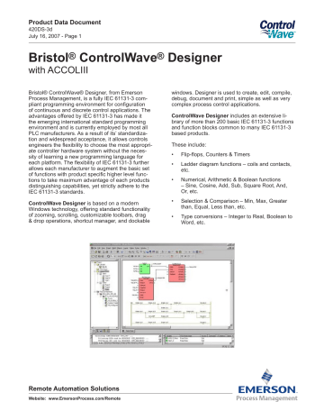 Emerson | Bristol ControlWave Express | User manual | Bristol ...