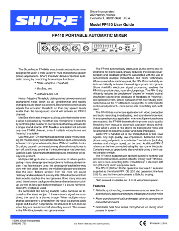 Shure FP410 User Guide | Manualzz