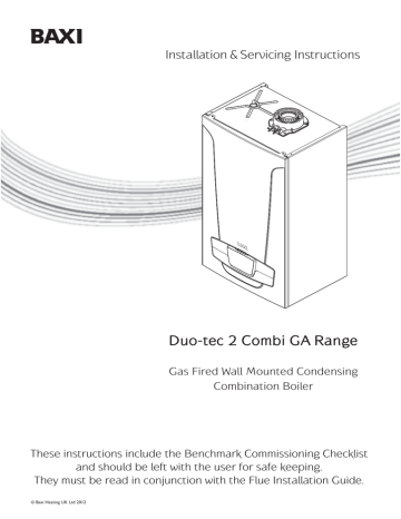 Baxi Duo-tec 2 Combi GA Installation and servicing instructions | Manualzz