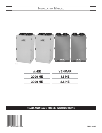 Venmar 1.8 HE Installation manual | Manualzz