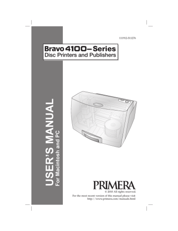 Primera Bravo 4100 4051, 4051 BLU, 4100 AutoPrinter, 4101, 4102 User's ...
