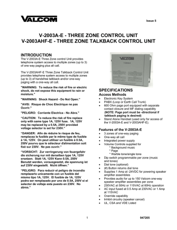 Valcom V-2003AHF-E User manual | Manualzz