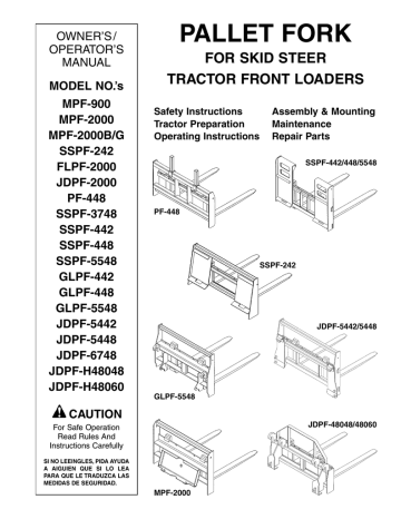 Worksaver Pallet Fork Owner's / Operator's Manual | Manualzz