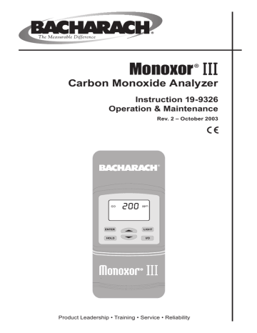 Bacharach Monoxor III Instruction Manual | Manualzz
