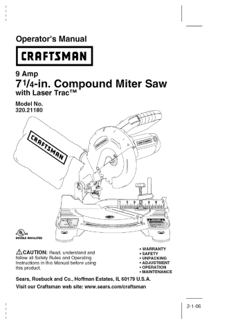Craftsman 32021180 Miter Saw Operator's Manual | Manualzz
