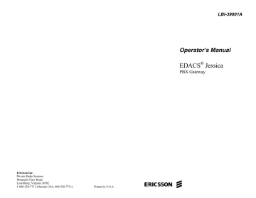EDACS Jessica PBX gateway Operator's Manual | Manualzz