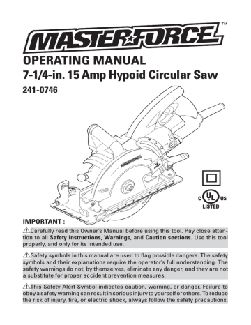 MasterForce 241-0746 Operating Manual | Manualzz