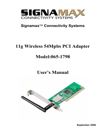 Signamax Wireless PCI Adapter 065-1798 User's Manual | Manualzz