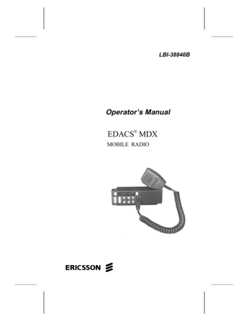 Ericsson EDACS MDX Operator's Manual | Manualzz
