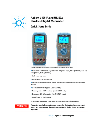 Keysight U1251A/U1252A Quick Start Guide | Manualzz