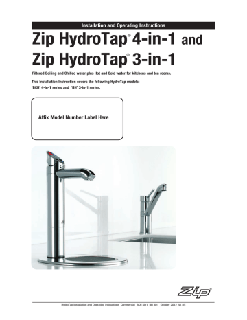 Zip HydroTap BCH 4-in-1 and BH 3-in-1 Installation Instructions | Manualzz