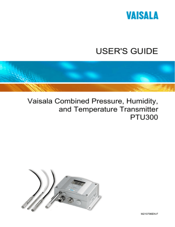 Vaisala PTU300 User's Guide | Manualzz