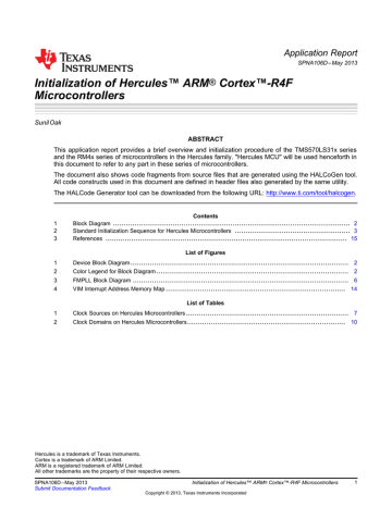 TI Hercules™ ARM® Cortex™-R4F Microcontrollers: TMS570LS31x and RM4x ...