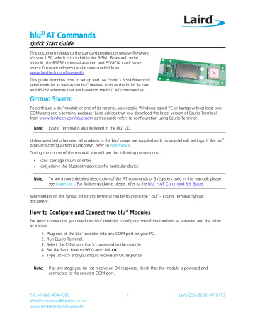Laird blu2i Bluetooth Module Quick Start Guide | Manualzz