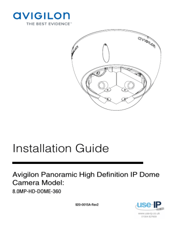 Avigilon 8.0MP-HD-DOME-180 Installation guide | Manualzz