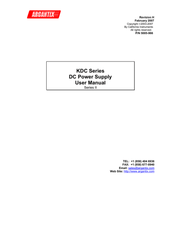 Argantix KDC Series II DC Power Supply User Manual | Manualzz