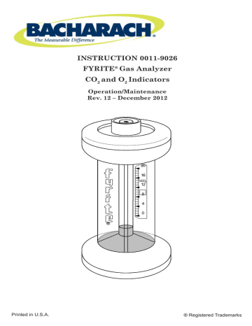 Bacharach FYRITE Gas Analyzer CO2 and O2 Indicators Specifications ...