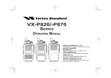 Vertex Standard VX-P820 Series Operating Manual | Manualzz