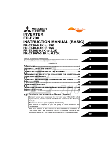 Mitsubishi Electric FR-E700 Instruction manual | Manualzz