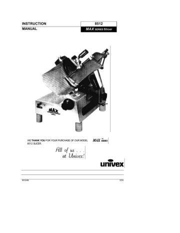Univex 8512 Instruction manual | Manualzz