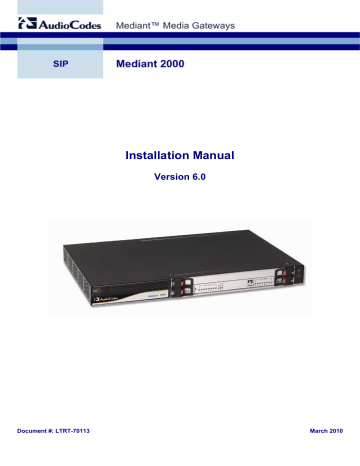 AudioCodes Mediant 2000 Installation manual | Manualzz