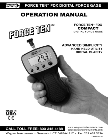 Wagner Instruments FDX Force Gage Operation Manual | Manualzz