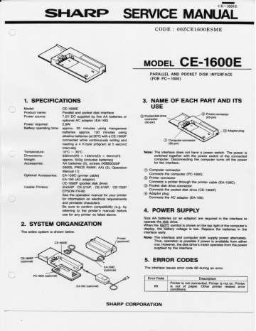 Sharp CE-E Service manual | Manualzz