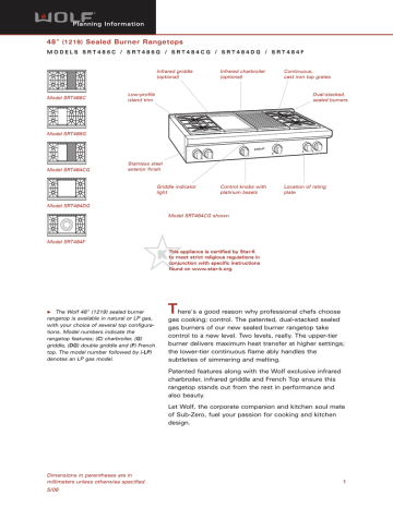 Wolf SRT484CG Ventilation Hood User manual | Manualzz