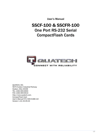 Quatech SSCF-100 User`s manual | Manualzz