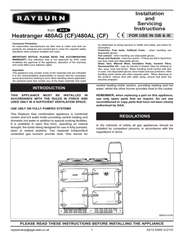 Rayburn Heatranger 480AG (CF) Specifications | Manualzz