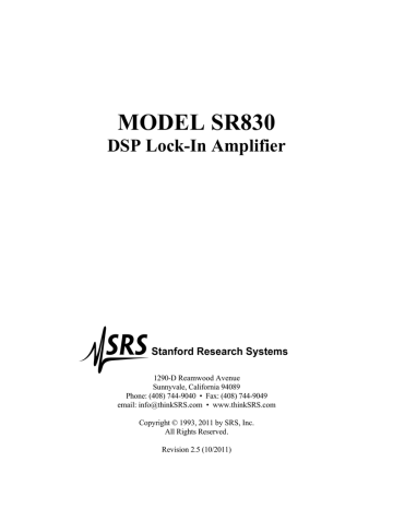 SRS SR830 DSP Lock-In Amplifier Owner's Manual | Manualzz