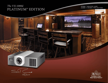 Runco Platinum Edition VX-1000d Projector Product sheet | Manualzz