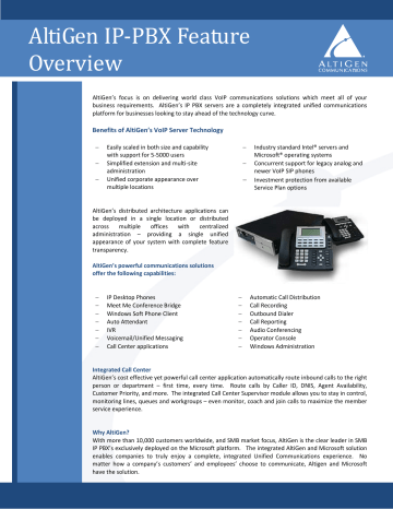 AltiGen IP PBX Datasheet | Manualzz