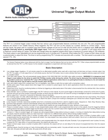 Universal Trigger Output Module TR-7 Instructions | Manualzz
