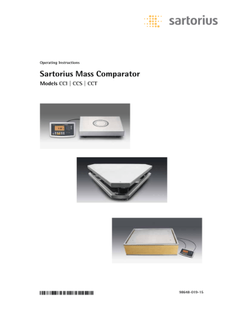 Sartorius Mass Comparator CCI, CCS, CCT Operating Instructions | Manualzz
