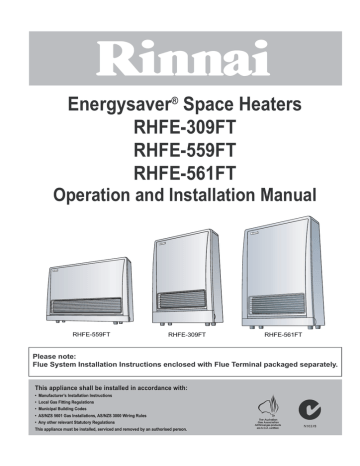 Rinnai RHFE-559FT Operation and Installation Manual | Manualzz